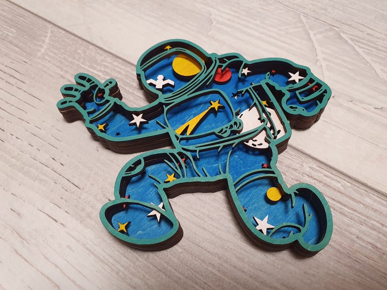 Handmade Wooden Cosmonaut Room Decoration for Kids Multilayer Space ...