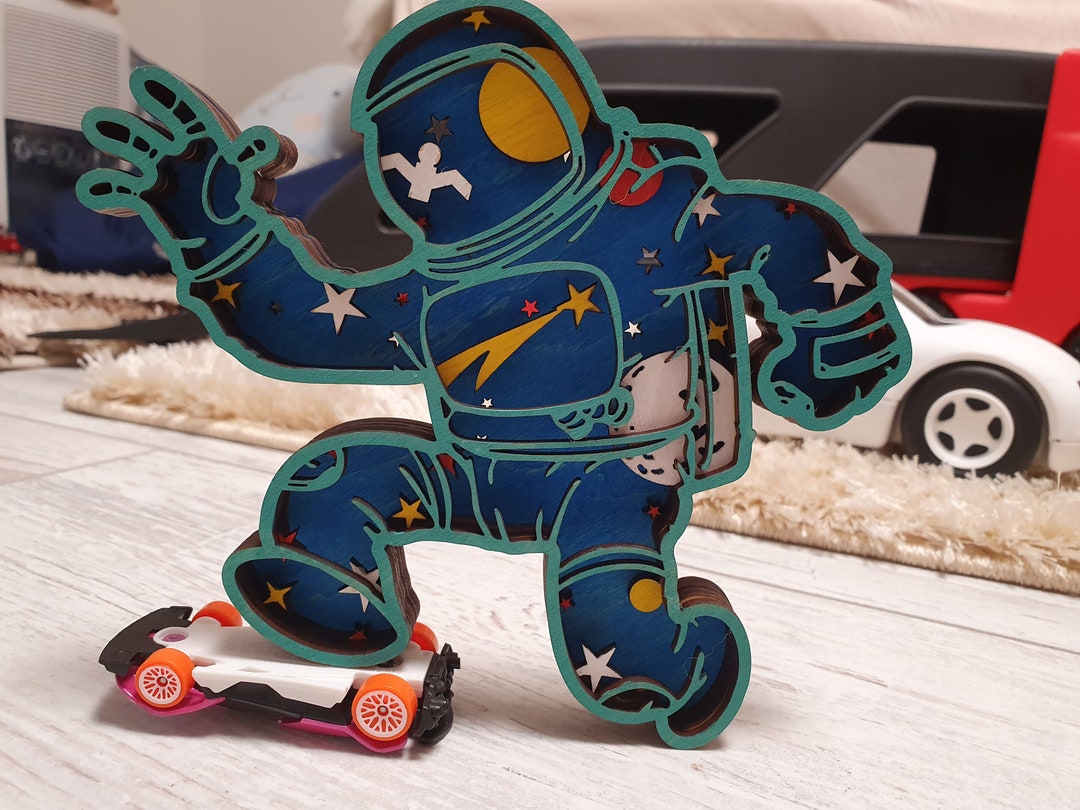 Handmade Wooden Cosmonaut Room Decoration for Kids Multilayer Space ...