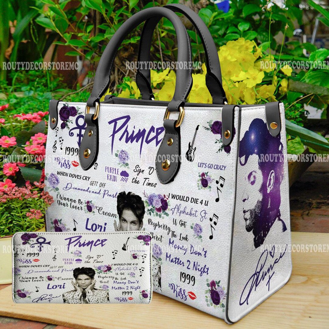 Prince Purple Rain Album Collage Leather Handbag,prince Lover's Handbag ...