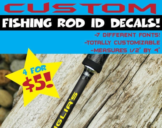 Custom Fishing Rod ID Decals Fishing Rod Decals Mens Decals Fishing ...