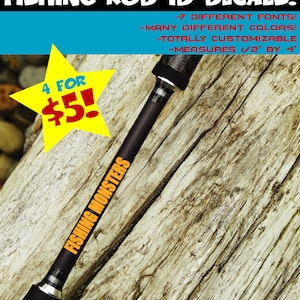 Custom Fishing Rod ID Decals Fishing Rod Decals Mens Decals Fishing ...