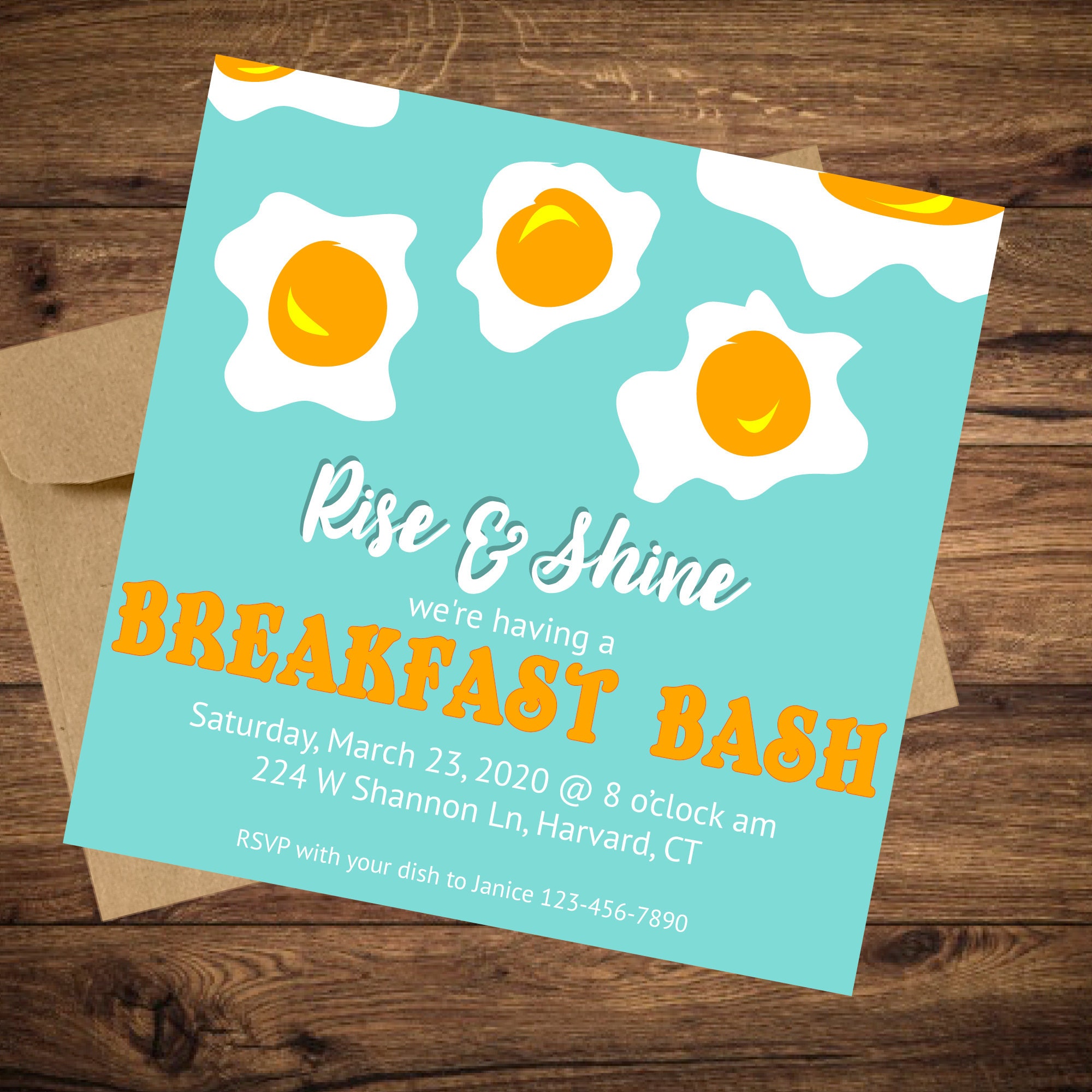 Printable Invitation Breakfast Party Invitation Breakfast Invitation ...