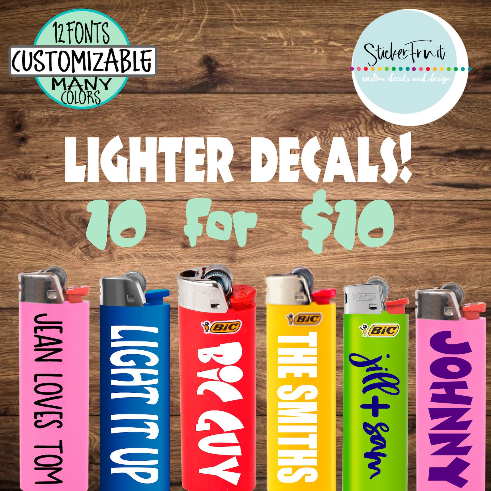 Lighter Decals Personalized Lighter Decals Small Name Decals - Etsy