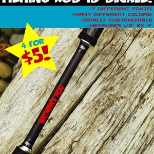 Custom Fishing Rod ID Decals Fishing Rod Decals Mens Decals Fishing ...