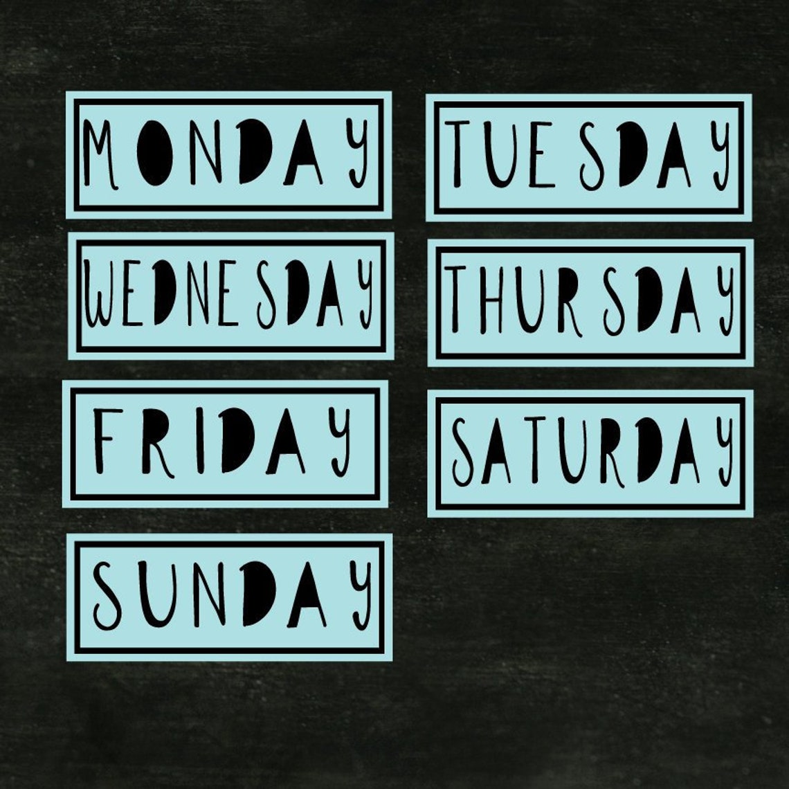 Days of the Week Decal Calendar Decal Week Day Decal Chalkboard Decals ...