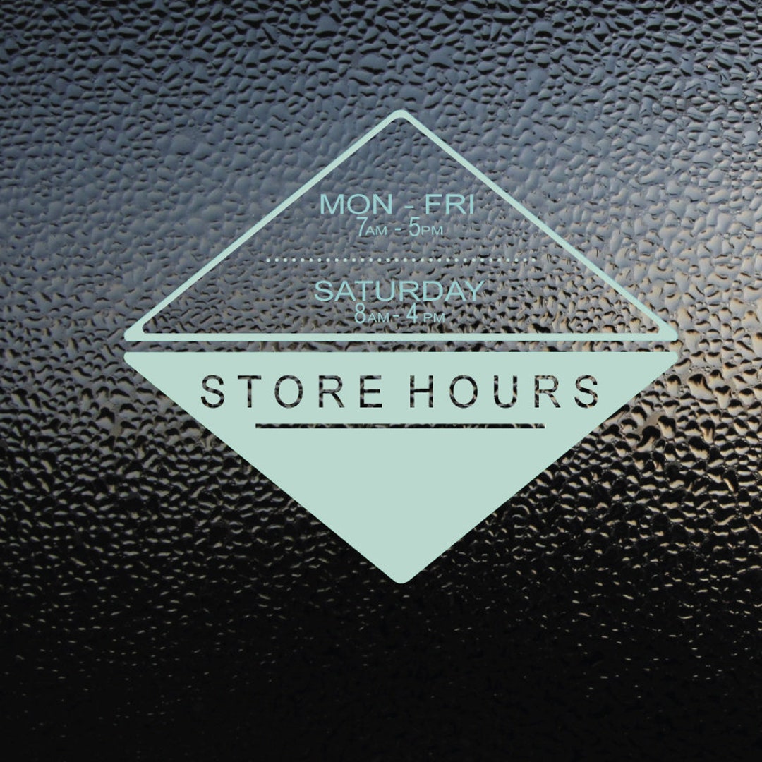 Store Hours Decal Restaurant Hours Decal Business Hours Decal Hours ...