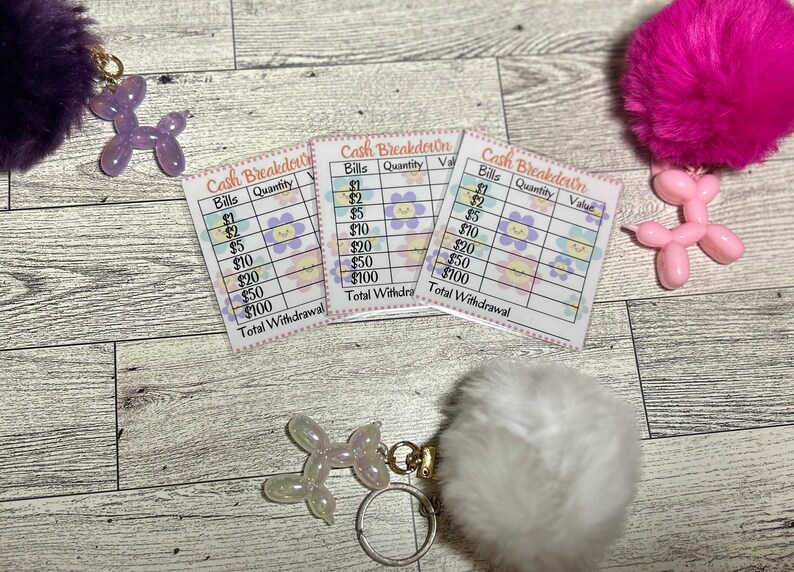 Cash Breakdown Teller Slips | Smiley Face Flower - Etsy