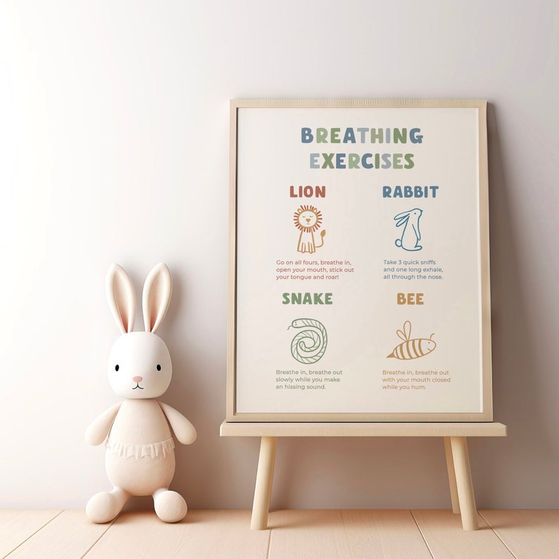 Breathing Exercises, Educational Poster, Classroom Decor, Playroom ...