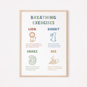 Breathing Exercises, Educational Poster, Classroom Decor, Playroom ...
