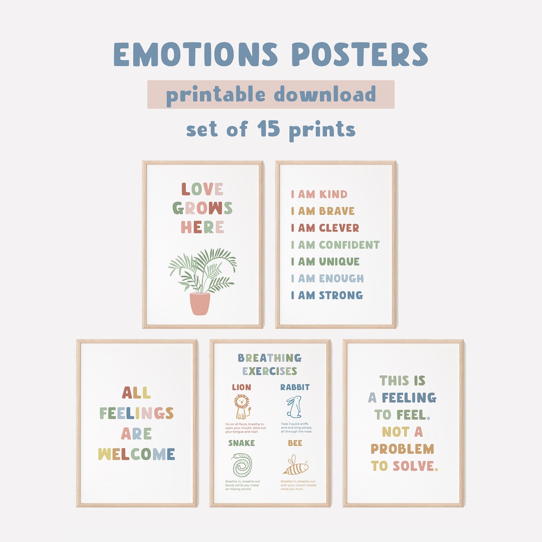 Emotions Posters, Bundle of 15 Prints, Classroom Decor, Playroom Decor ...