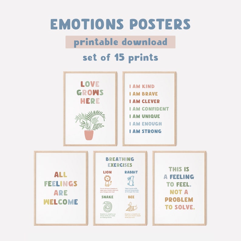 Emotions Posters, Bundle of 15 Prints, Classroom Decor, Playroom Decor ...
