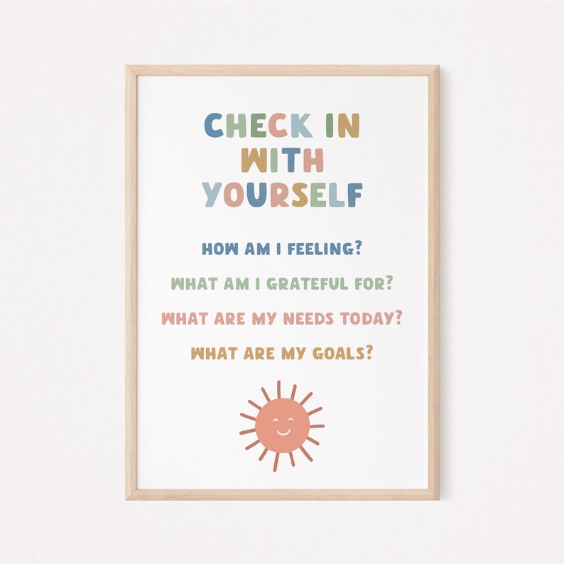 Check in With Yourself, Emotions Poster, Classroom Decor, Playroom ...