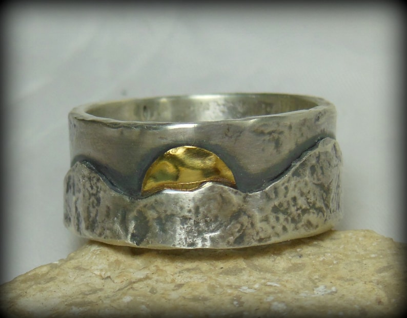 Hammered Silver Mountain Ring - Etsy Australia
