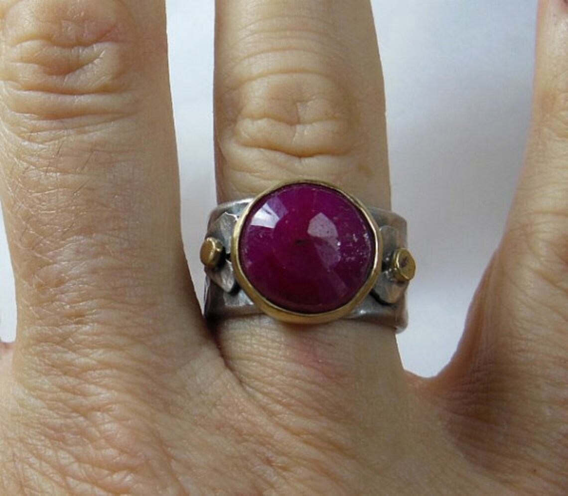 Ruby Ring Natural Ruby Solitaire Ring Statement Ring 18 | Etsy