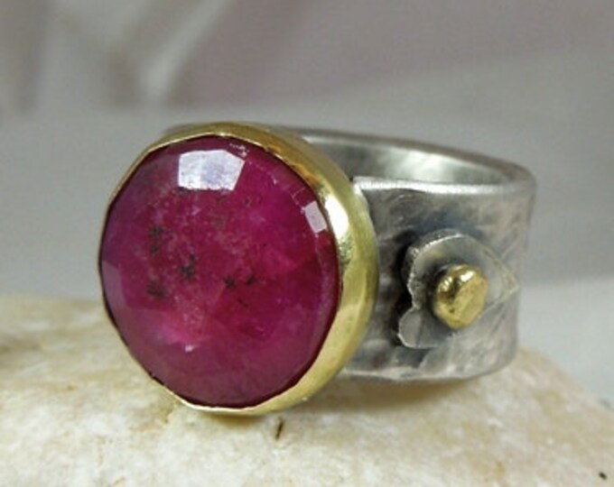 Ruby Ring , Natural Ruby Solitaire Ring , Statement Ring, 18 Karat Gold ...