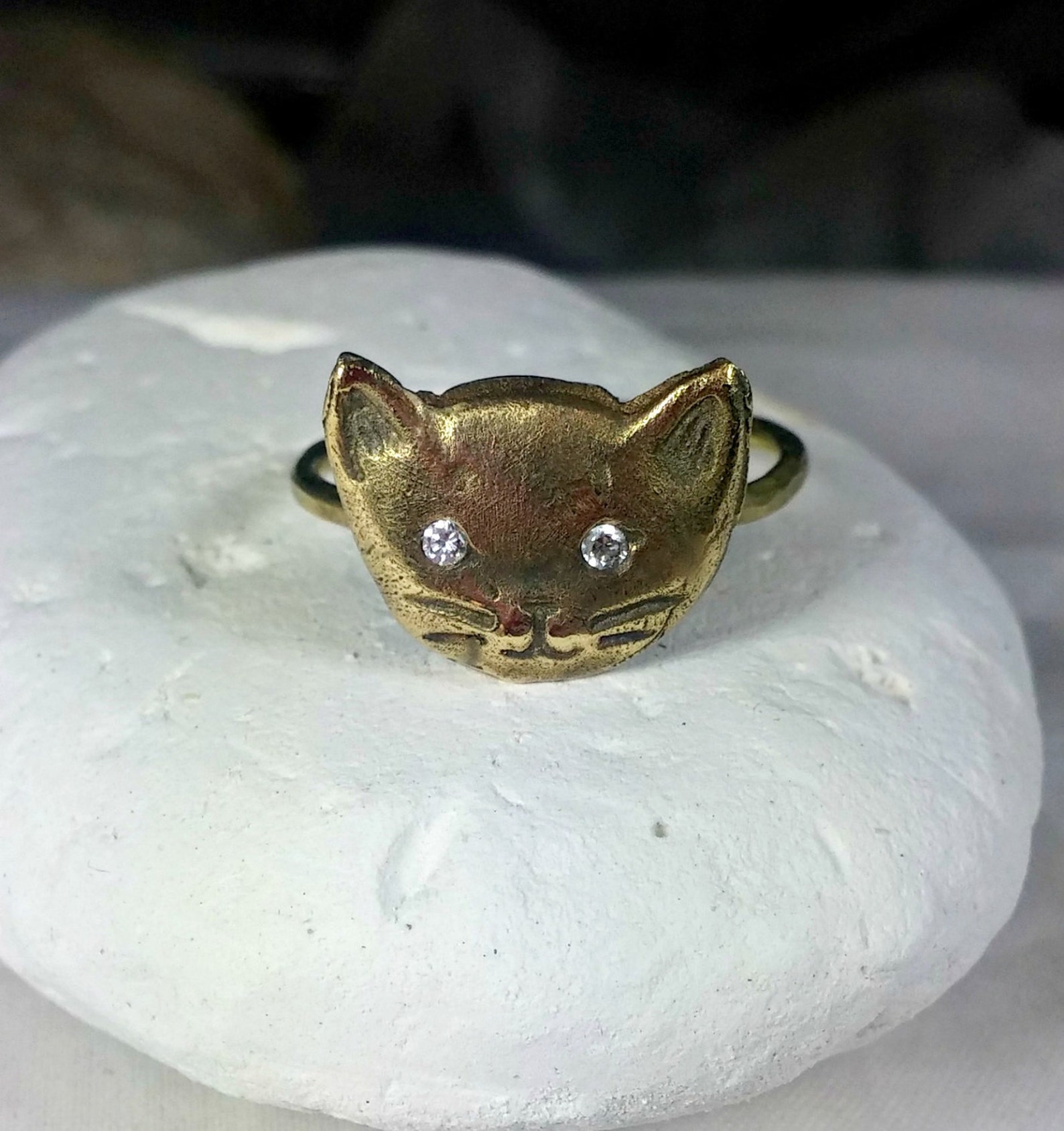Gold and Diamond Cat Ring Solid Gold and Diamond Kitty Ring - Etsy