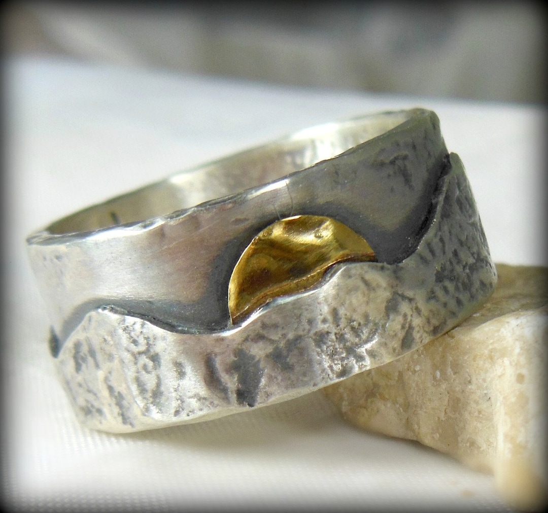 Hammered Silver Mountain Ring - Etsy Australia