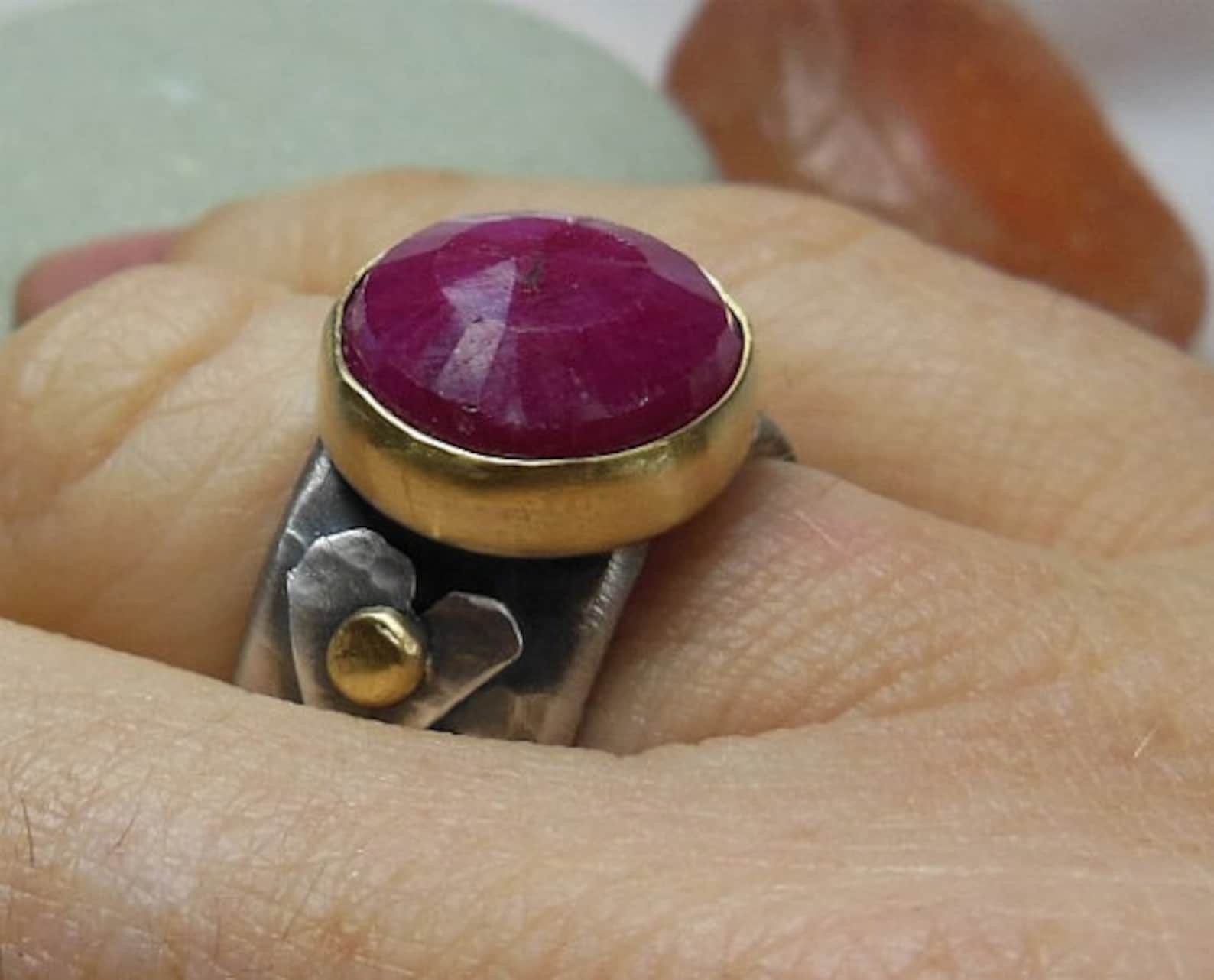 Ruby Ring Natural Ruby Solitaire Ring Statement Ring 18 - Etsy