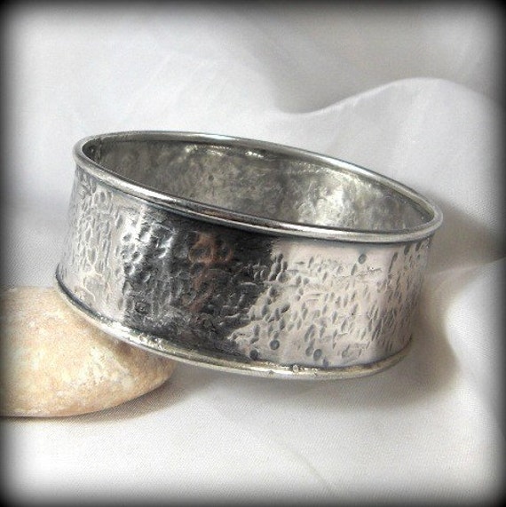 Rustic Silver bangle silver hammered bangle bracelet cuff | Etsy