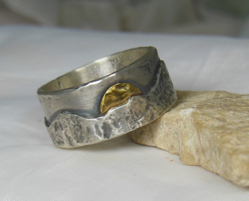 Hammered Silver Mountain Ring - Etsy Australia