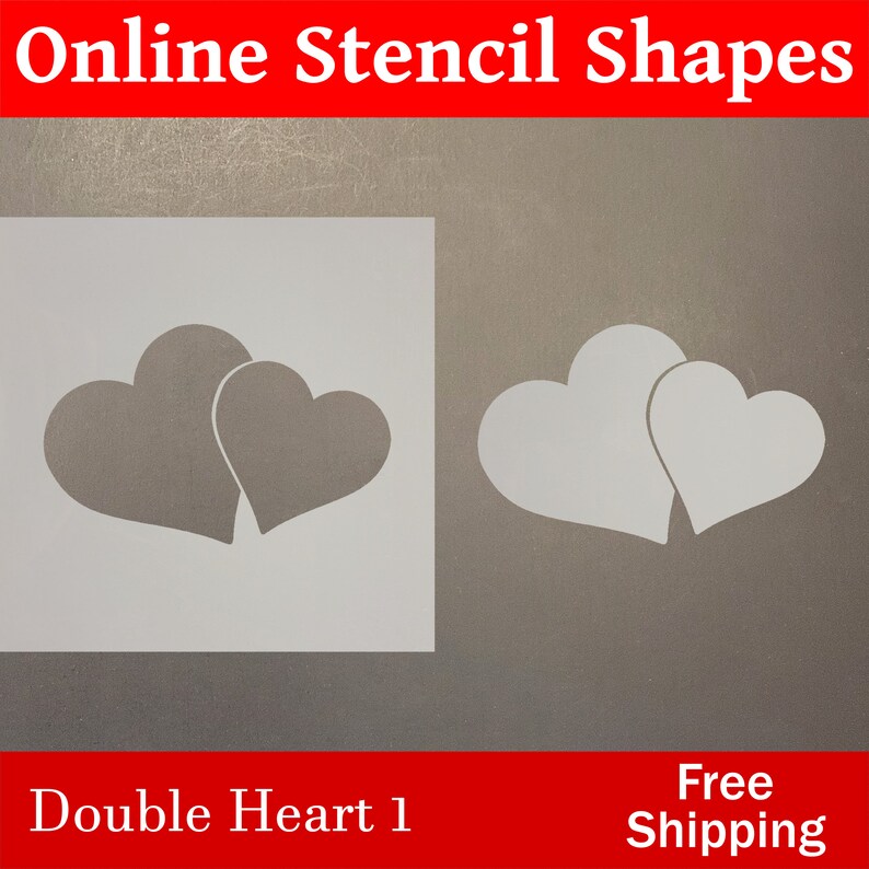 Reusable Double Heart 1 Mylar Stencil Plastic Art Template - Etsy
