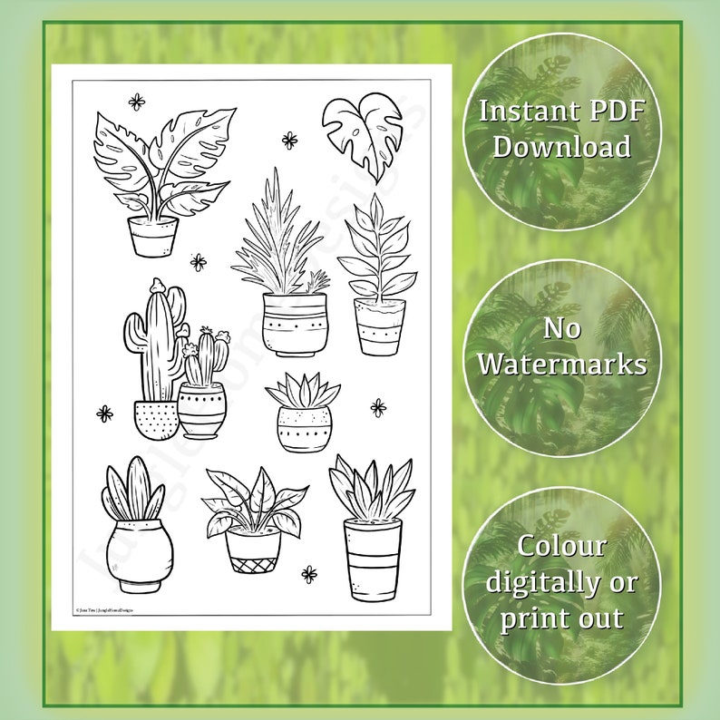 Cute Plants Colouring Pages, 4 Printable Colouring Sheets, Kawaii ...