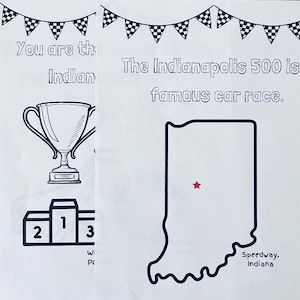 Indy 500 Interactive Coloring Book Pages Race Car Book Digital Download ...