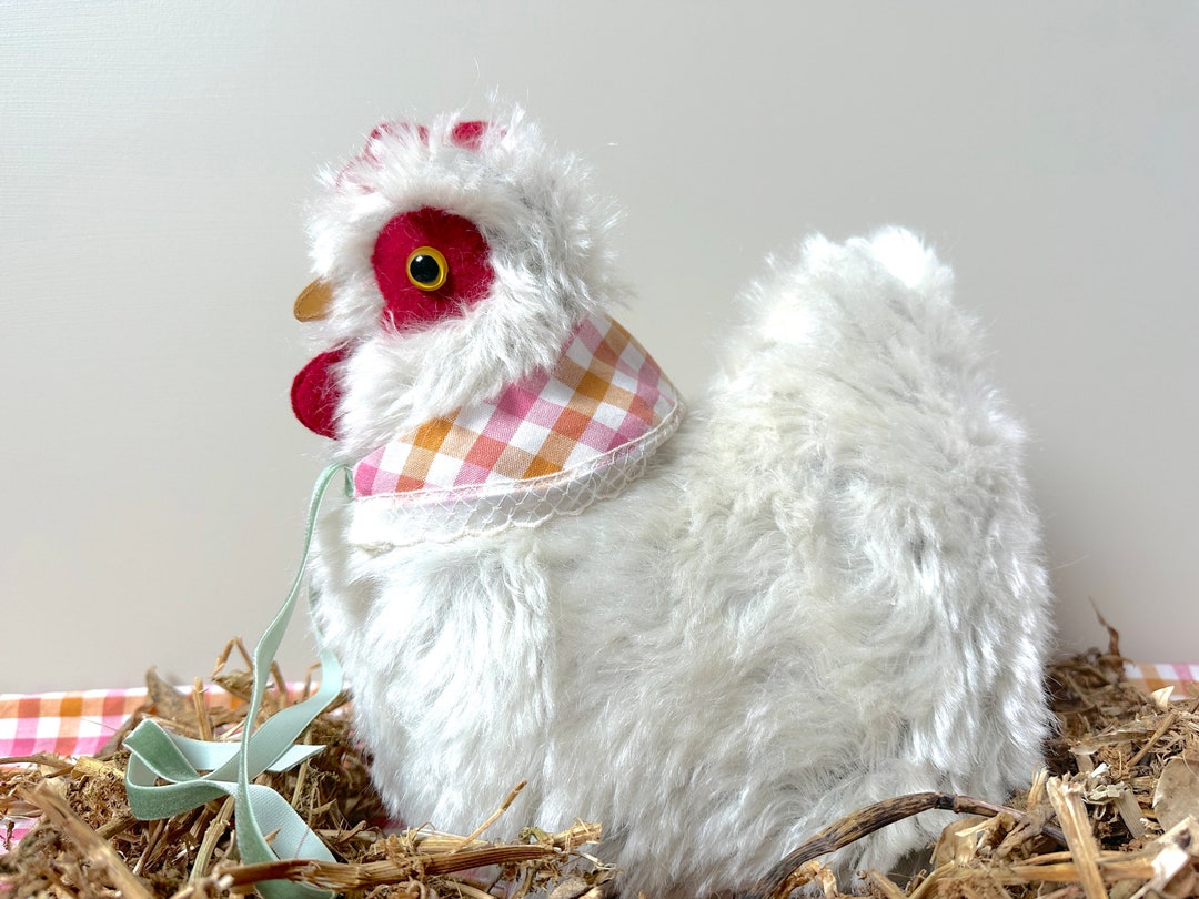 Plushie Soft Toy Chicken Dress up Gingham and Swiss Lace Scarf for ...