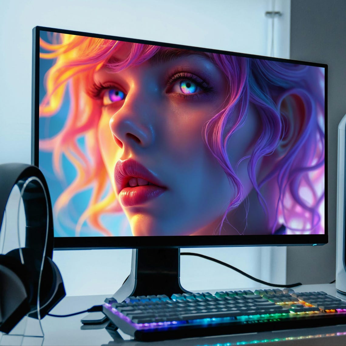 Vibrant Desktop Wallpaper Bundle of Stunning Cyberpunk Neon Art Digital ...