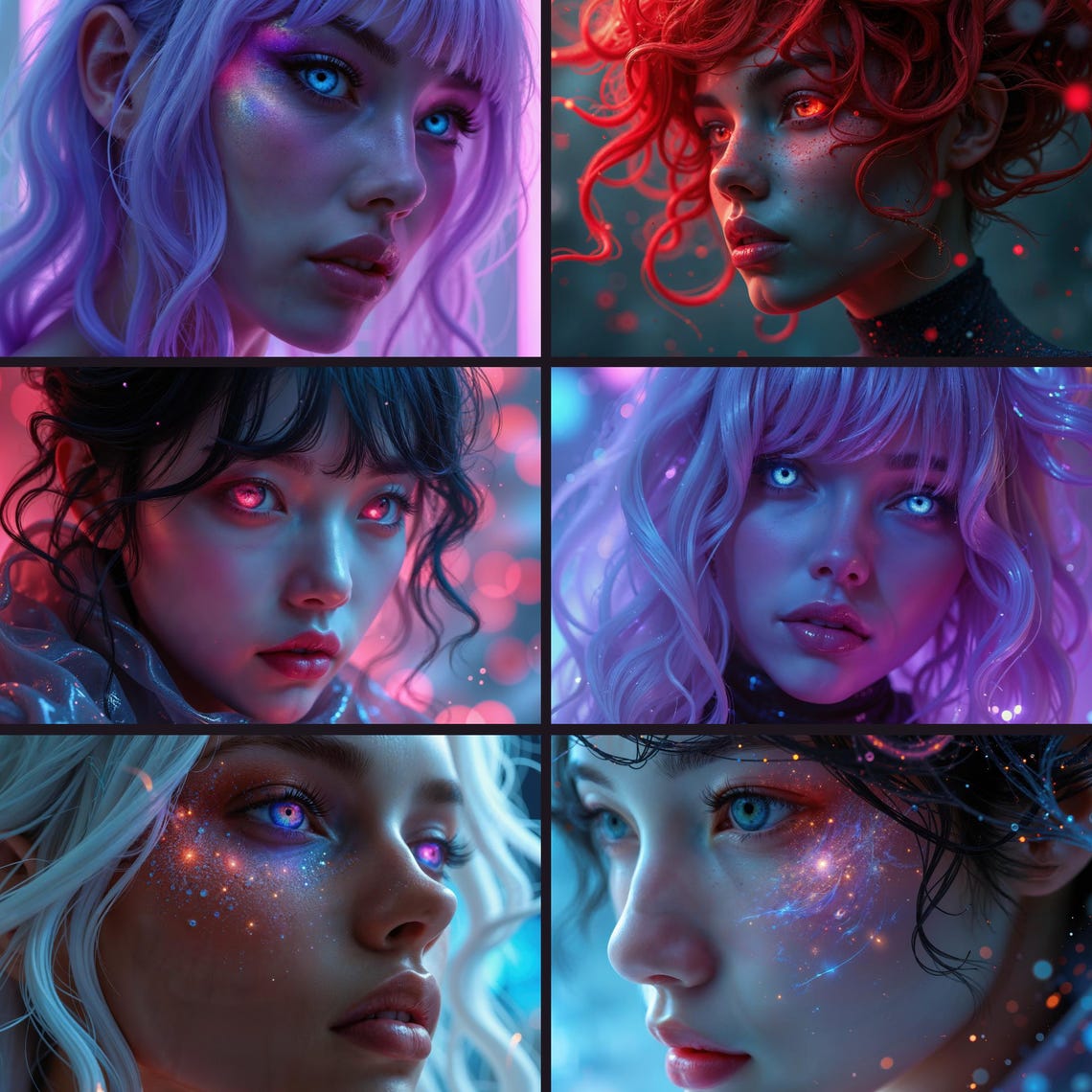 Vibrant Desktop Wallpaper Bundle of Stunning Cyberpunk Neon Art Digital ...