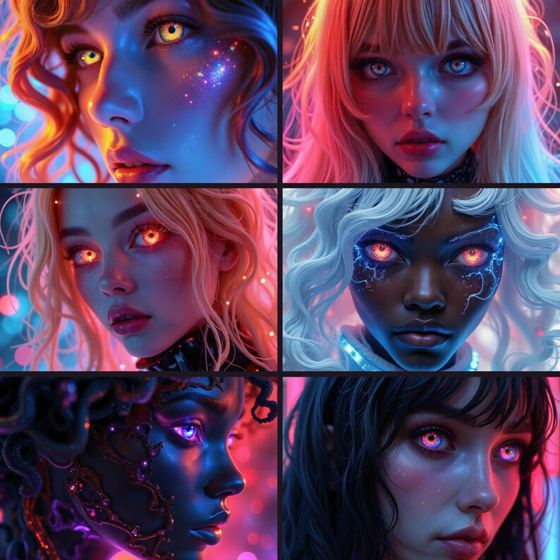 Vibrant Desktop Wallpaper Bundle of Stunning Cyberpunk Neon Art Digital ...
