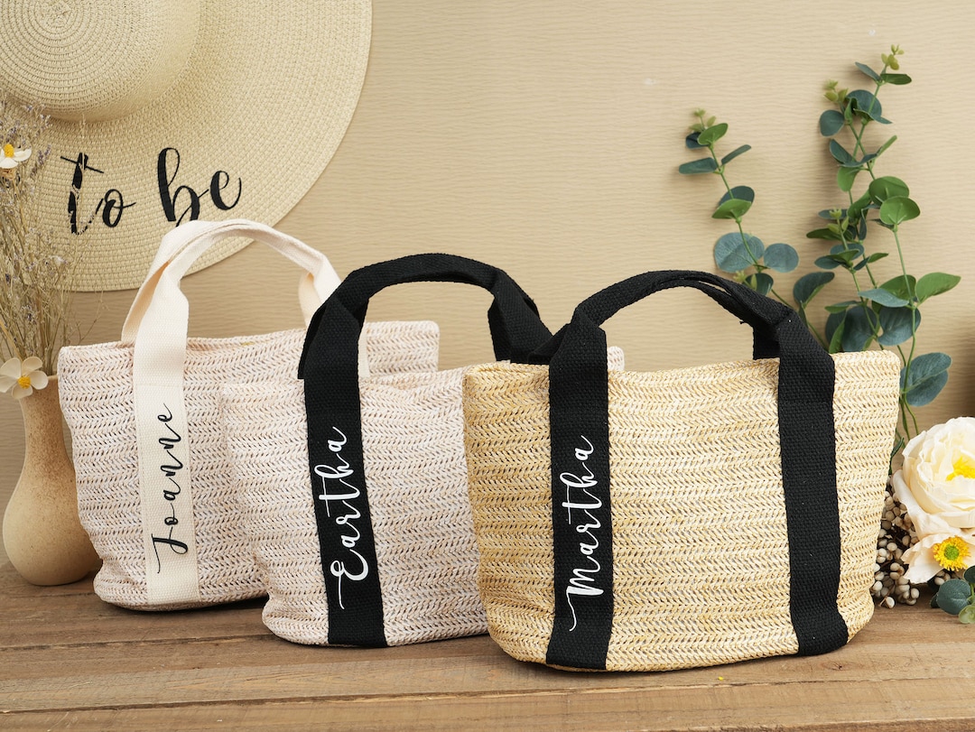 Personalized Beach Straw Bags,burlap Tote Bag,straw Bag,beach Tote Bags ...