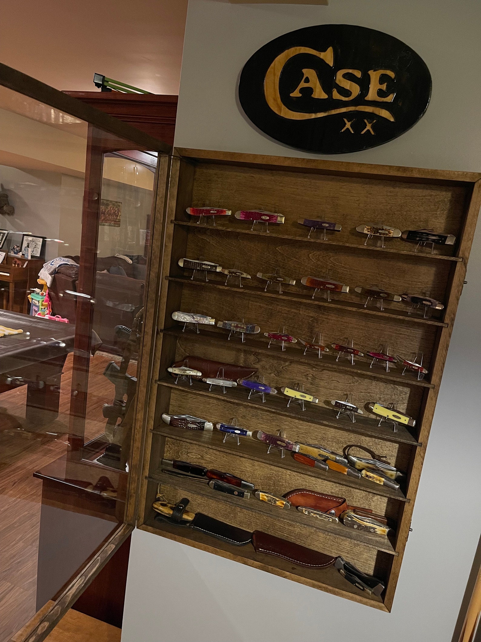 24x36 4 Custom Shadow Box With Lid, 5 Shelves, Wood Backing, Dark ...