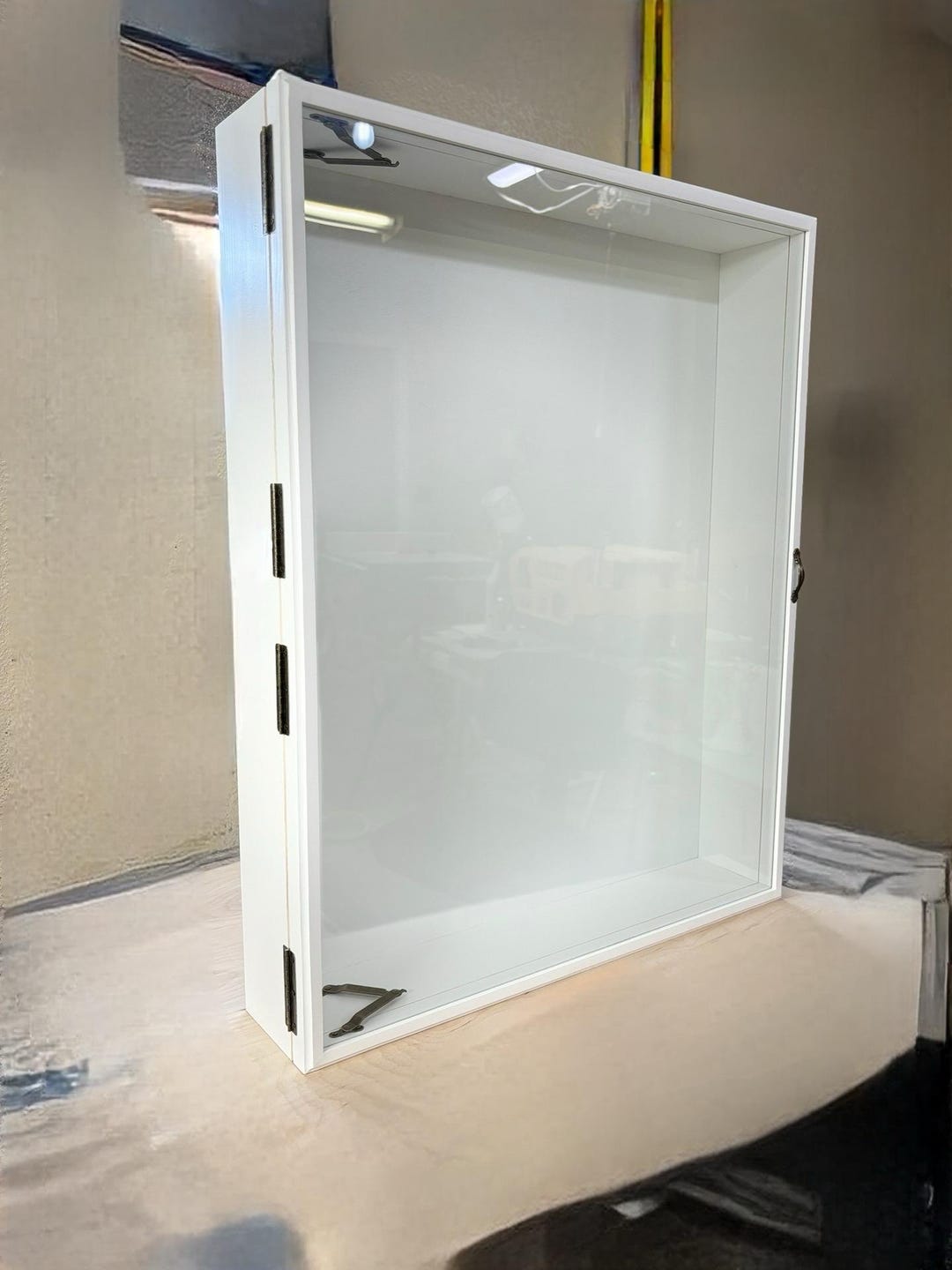 24x30 4 Custom Shadow Box, Satin White, Tempered Glass, Wooden Backing ...