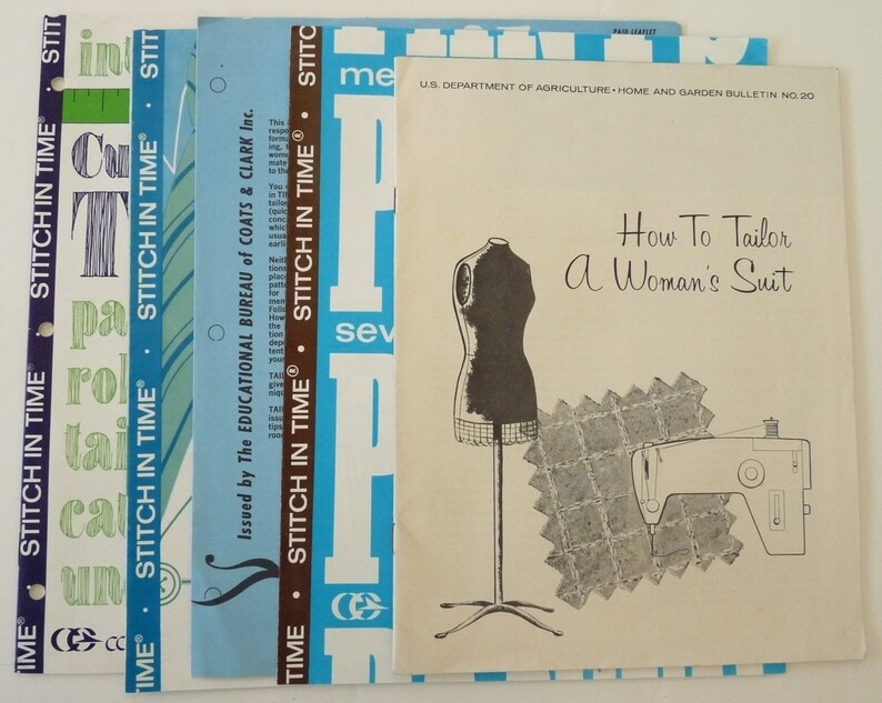 Five Vintage Sewing Instruction Booklets Leaflets Tailoring Sewing ...