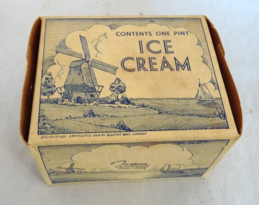 Vintage Ice Cream Box Advertising Bloomer Bros Newark Windmill Boat ...