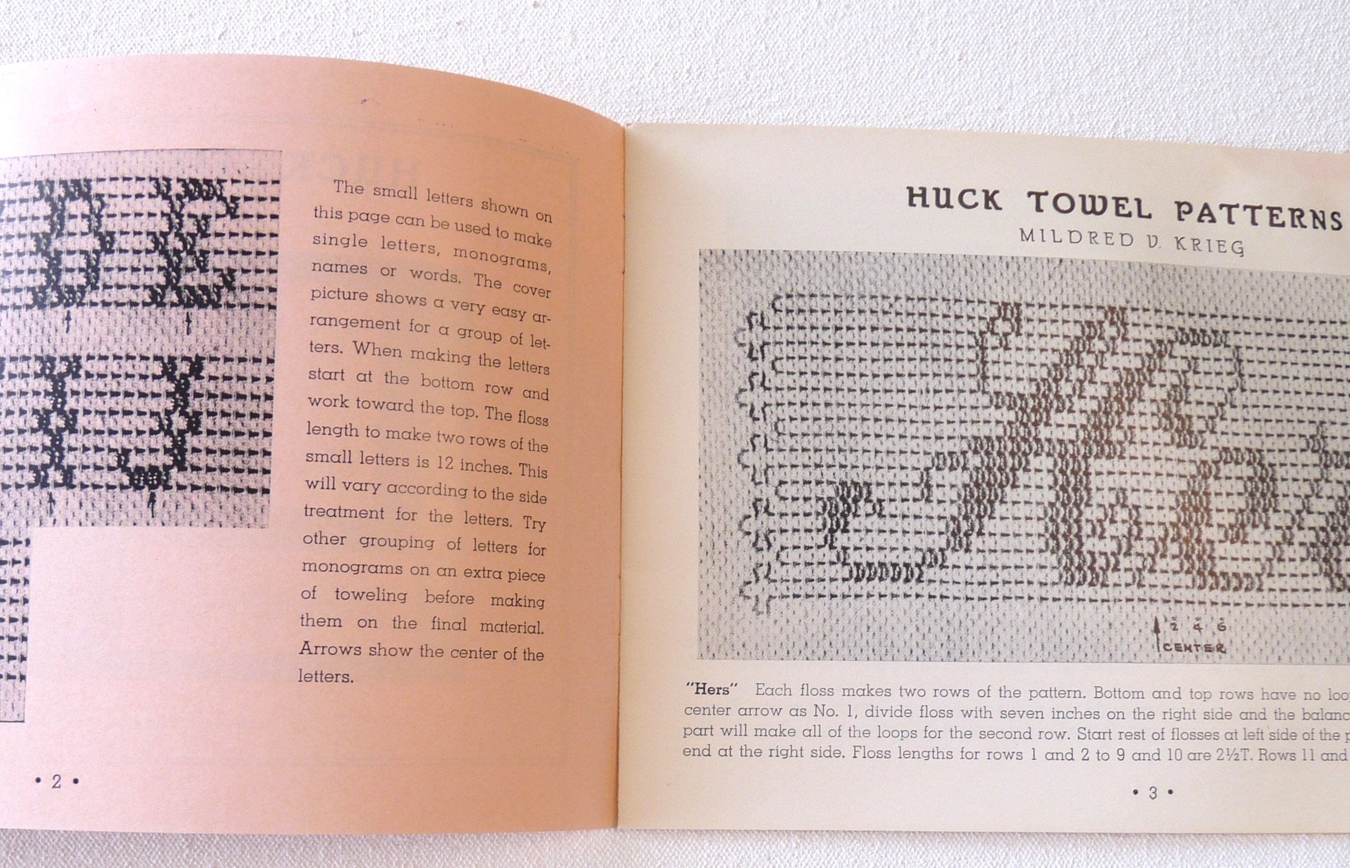 2 Huck Towel Embroidery Pattern Books King 1940 1950 Home Arts Crafts ...