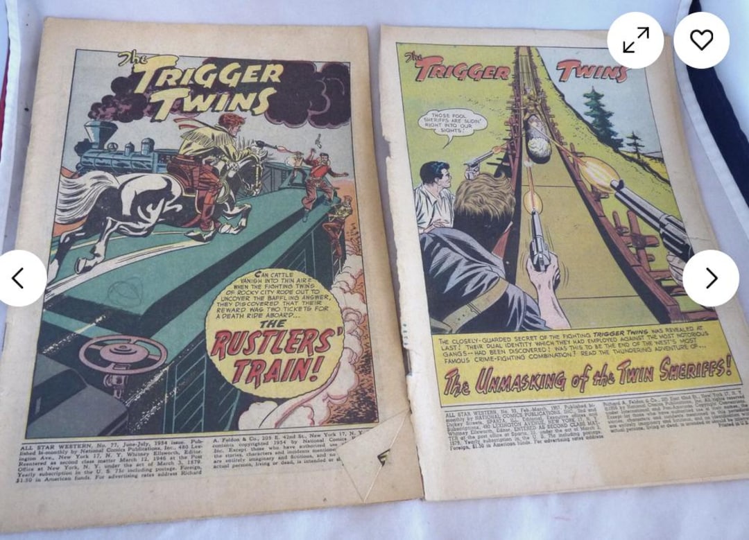 2 Trigger Twins National Comic Books 1954 57 Vintage No Covers Western ...