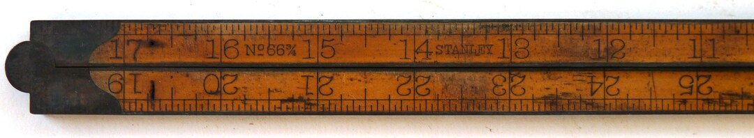 Stanley No. 66 3/4 Boxwood 36 Inch Brass Folding Ruler Antiqaue Vintage ...