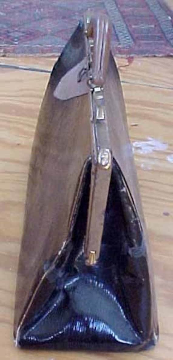 Antique Victorian ladies valise purse patent leather … - Gem