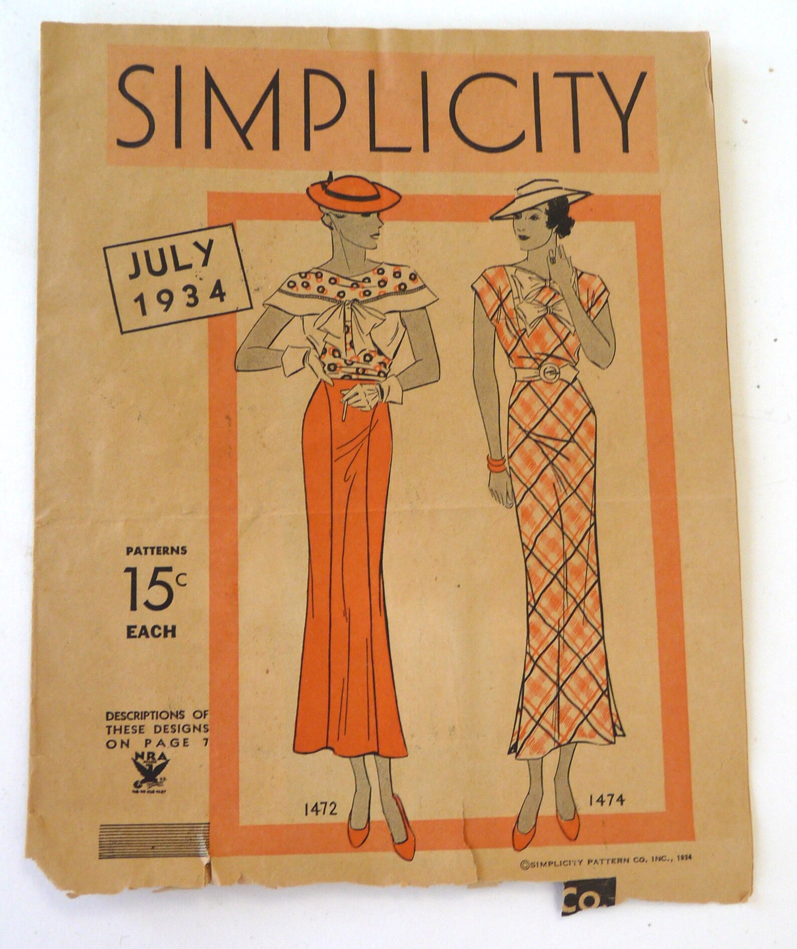 Simplicity Pattern Advertising Flyer July 1934 Women Girls Design ...