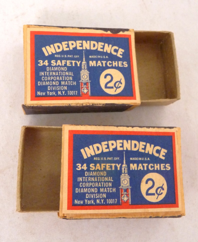 2 Vintage Independence Safety Match Boxes Advertising Empty - Etsy