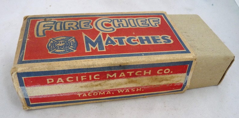 Vintage Fire Chief Match Box Advertising Tacoma WA Empty - Etsy