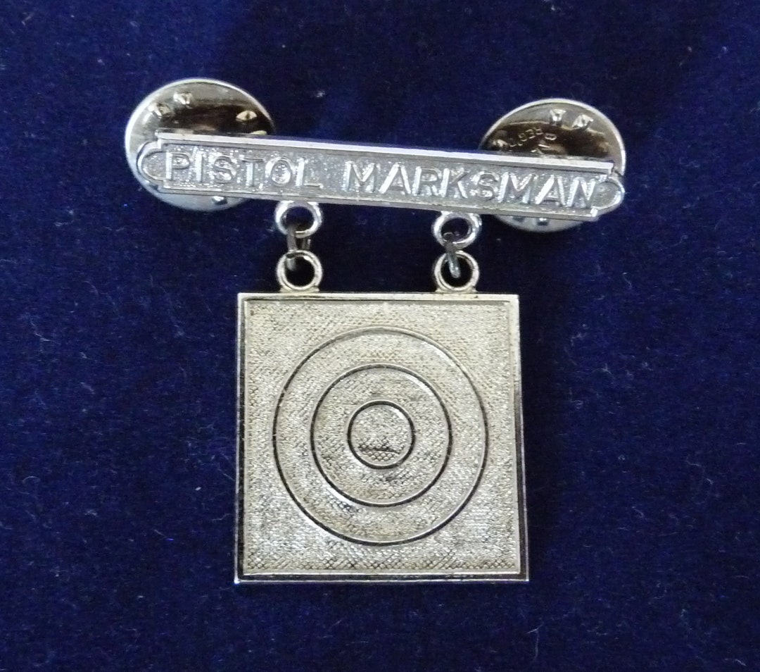 Vintage USMC Marine Sterling Silver Pistol Marksman Pin US Military - Etsy