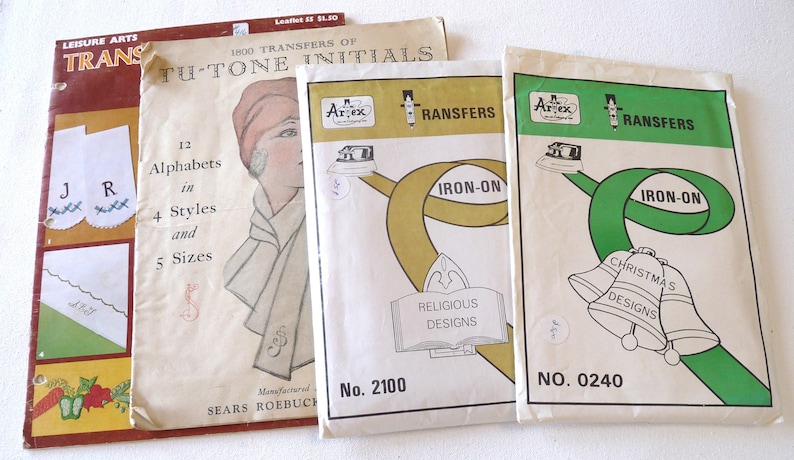 4 Transfer Patterns Books for Embroidery Monograms Vintage Religion ...