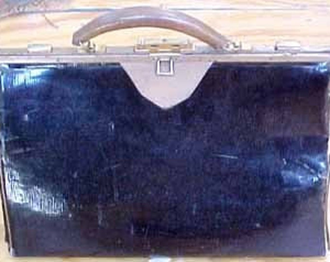 Antique Victorian Ladies Valise Purse Patent Leather Brass Cool Home ...