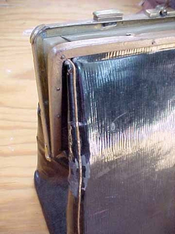 Antique Victorian ladies valise purse patent leather … - Gem