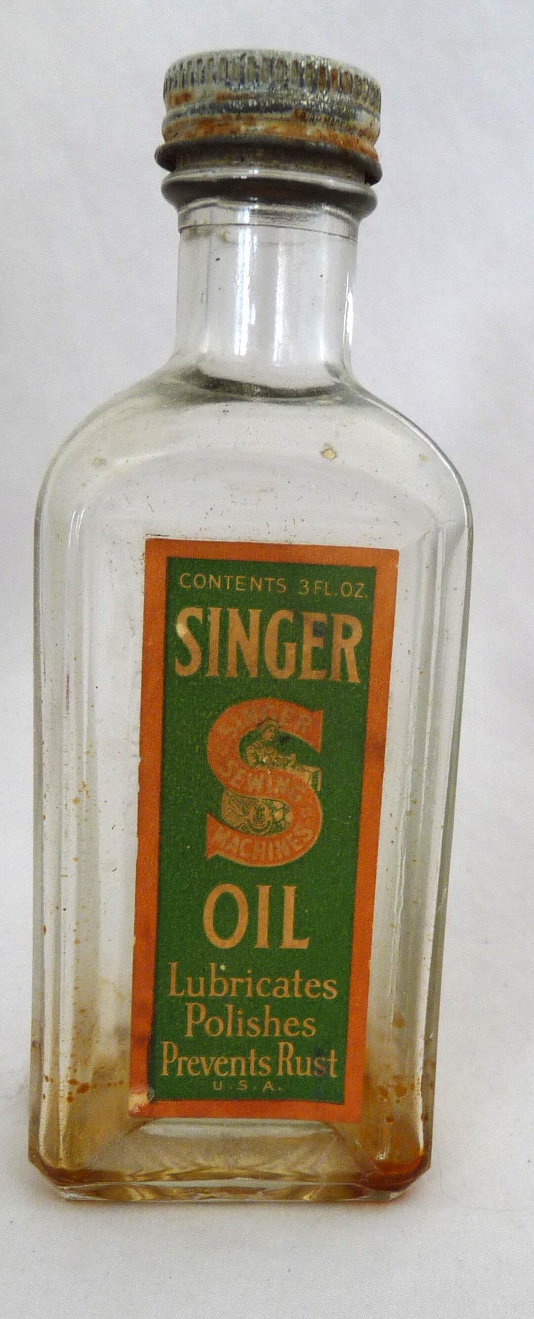 Singer Sewing Machine Oil Bottle Embossed Advertising Vintage ...
