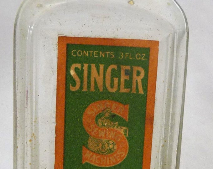 Singer Sewing Machine Oil Bottle Embossed Advertising Vintage ...