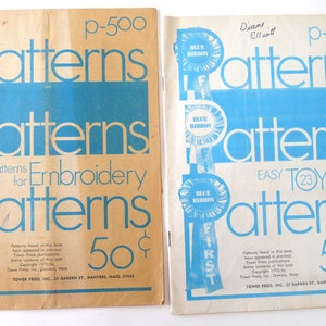 4 Blue Ribbon Patterns Vintage Books Easy Toys Pillow Embroidery 1970 ...